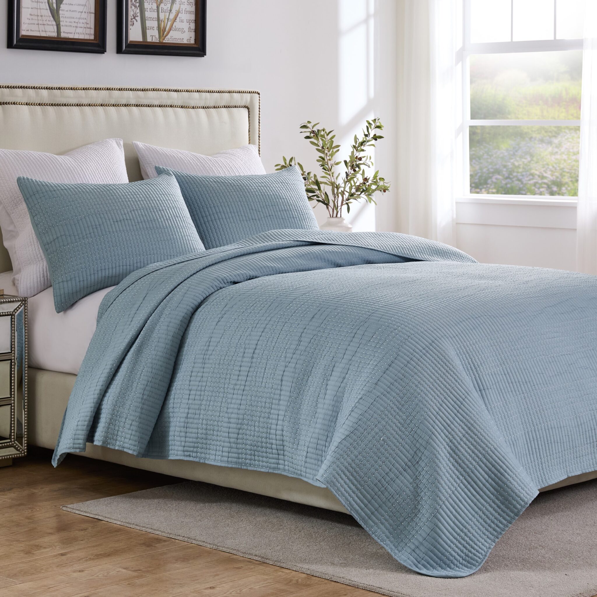 Cosmo Chambray Coverlet Set 3-Piece Full/Queen – Greenland Home Fashions